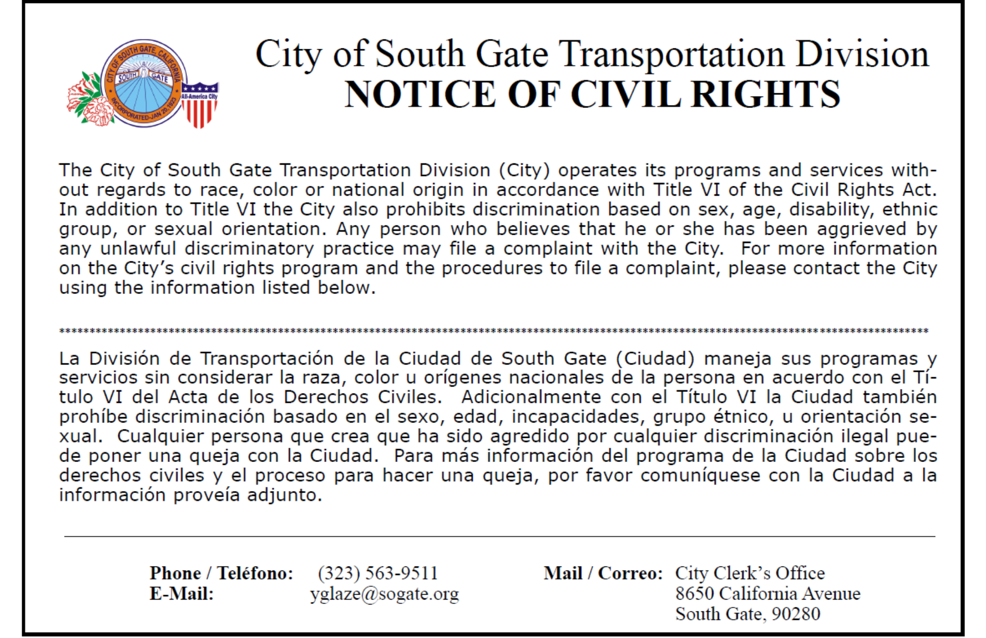 GATE Buses City of South Gate
